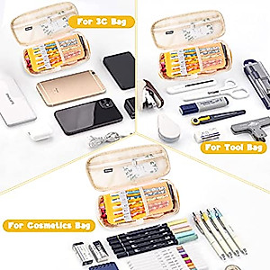 Oyachic Big Capacity Pencil Case Telescopic Pencil Pouch Zipper Pen Bag Canvas Markers Organization Makeup Bag Stationery Box Pencil Holder Office School Supplies