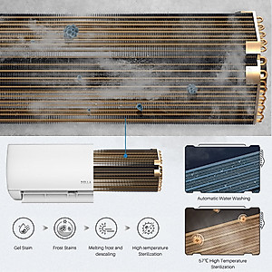 DELLA Motto Series 12000 BTU Wifi Enabled Mini Split Air Conditioner & Heater Ductless Inverter System, 17 SEER, 9 HSPF 208-230V Energy Efficient Unit with 1 Ton Heat Pump, Cools Up to 550 Sq. Ft.