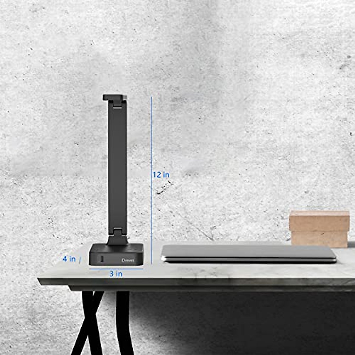 Drevet LED Desk Lamp, Desk Light with 1 USB Charging Port and 2 AC Power Outlet, 3 Lighting Modes, 3 Level Brightness,1H Timer, Touch Control, Eye-Caring Home Office Foldable Table Lamp (Black)