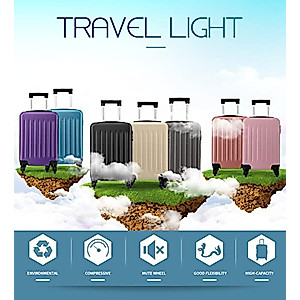 Kono Luggage Expandable(only 28") Suitcase Set 3Pcs + ABS Hardshell Suitcase with 360° Spinner Wheels, 19" 24" 28" Black