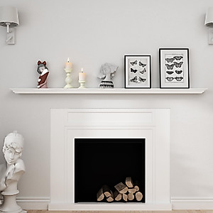 WELLAND 72-Inch Fireplace Mantel Shelf Wall Mounted,White Corona Crown Molding Ledge Floating Shelf, Pinewood