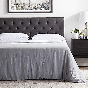 Lucid Mid-Rise Diamond Tufted Upholstered Charcoal Headboard- Attach Frame- Wall Mount- Headboard Only – Queen