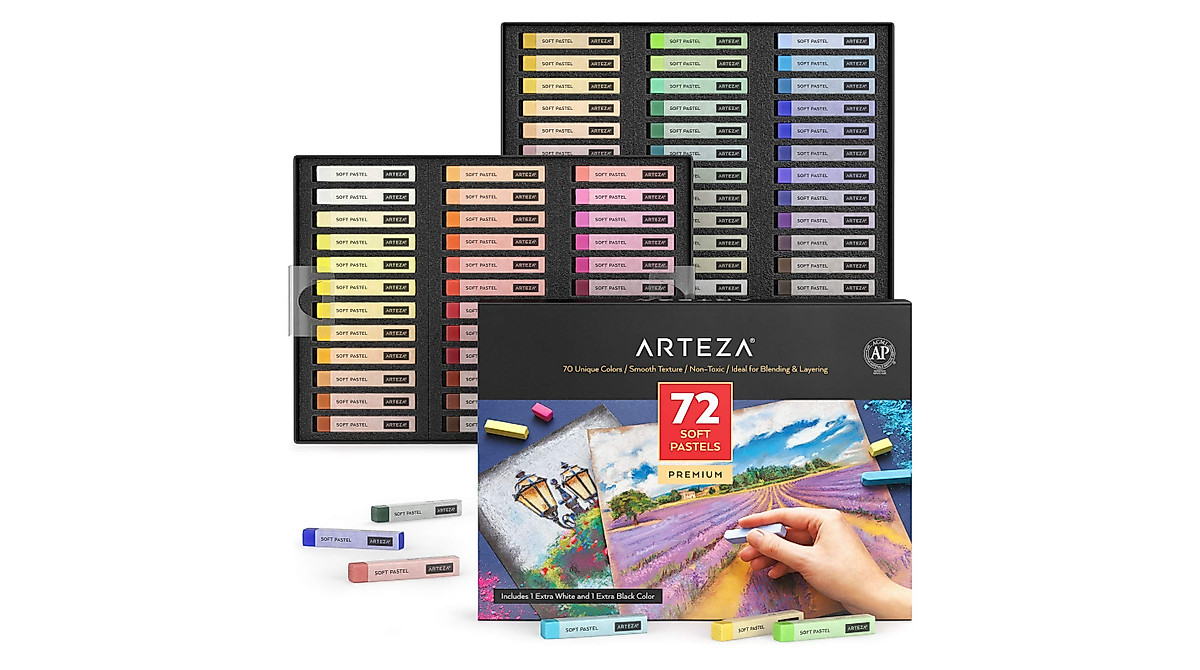 ARTEZA Soft Pastels Set for Artists - 72 Vibrant Colors