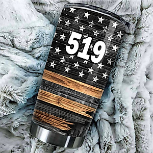 Personalized Police Tumbler Correction Officer Custom Name and Number Thin Silver Line Sheriff Police Officer Suit Tumbler Cup with Lid, Double Wall Vacuum 20 Oz Stainless Tumbler TB5