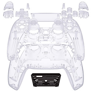 eXtremeRate Full Set Shell with Buttons Touchpad Cover, Clear Custom Replacement Decorative Trim Shell Front Back Plates Compatible with p s 5 Controller BDM-010 020 - Without Controller