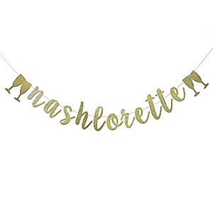 Nashlorette Banner for Nashville Bachelorette Party Decorations Pre-Strung Sign (Gold Glitter)
