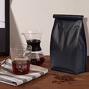 DMpackDM Reusable Tin Tie Coffee Bags with Valve ,(8oz -10oz,50pcs)Empty Black Aluminum foil Coffee Bags with Valve Flat Bottom Standing Coffee Storage Pouch, Reusable Bags for Home or Business