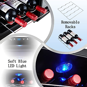 JOINTCO 12 Bottle Thermoelectric Mini Fridge, Freestanding Wine Cooler, 41F-64F, For Red & White Wine