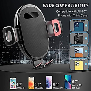 LevapMan Cell Phone Holder Car Mount Vent Clip with Extended Arm Retractable Holds All Phones up to 7”,Suction Cup Windshield Mount Stand, 360° Adjustable Car Phone Holder Car Dashboard Air Vent