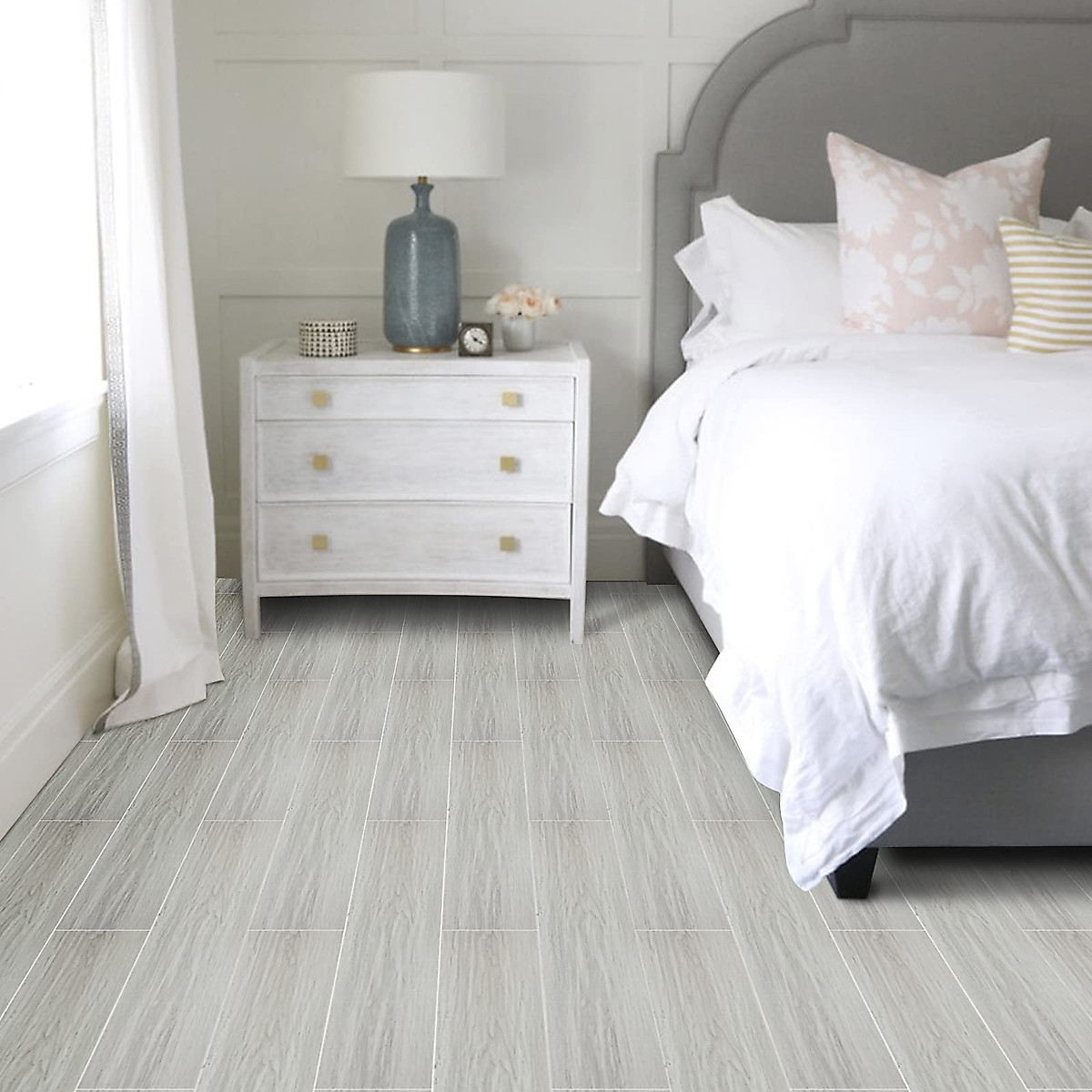 Peel and Stick Floor Tile, Vinyl Plank Flooring, 10-Pack 15 Sq.Ft, Natural Wood Look, Self Adhesive Durable and Waterproof for Transfer Bedroom, Kitchen, RV, Bathroom and Living Room