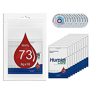 Humidi-Cure 10Packs RH73% Cigar Humidors,2-Way Humidity Control Packs,73% Humidor Packets with RH Indicator Card,Size 8g