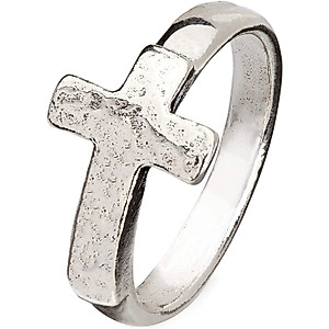 Joolala 925 Sterling Silver Simple Design Divine Cross Ring for Women (7, Silver)