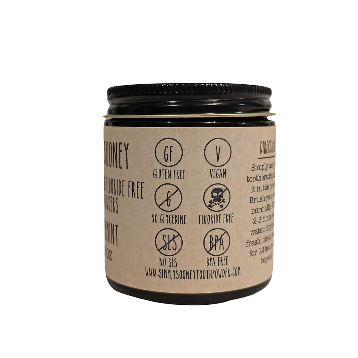 Simply Sooney Remineralizing Vegan Fluoride Free Tooth Powder Peppermint Formula I Glass Jar I Stronger Teeth I Fresh Breath I with Xylitol I Organic Ingredients