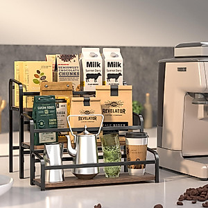 Coffee Syrup Organizer 3-Tier, 12 Bottles Capacity Syrup Rack for Coffee Bar Station, Wine Rack for Countertop, Tiered Spice Racks for Cabinet, Bottle Display Shelf Magnetic one-Step Installation