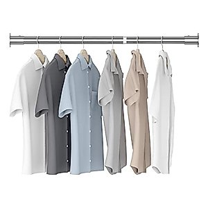 CALCHELE Closet Rods for Hanging Clothes, 15 to 50 Inch Adjustable Clothes Rod for Closet, Heavy Duty Closet Rod Extender Closet pole for Wardrobes
