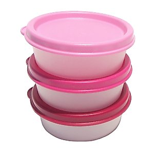 Tupperware Giant Smidget Half Size Snack Cup Small Bowl Set Shades of Pink