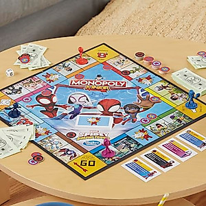 Hasbro Gaming Monopoly Junior: Marvel Spidey and His Amazing Friends Edition Board Game for Kids Ages 5+,with Artwork from The Animated Series,Kids Board Games