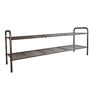Glynym 2-Tier Long Metal Shoe Rack,Extra Large Capacity Adjustable Shoe Organizer Shelf for Closet Entryway,Bronze 42" W × 16.1" H