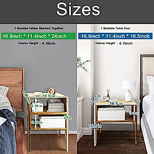 LASUAVY Bamboo Nightstands Set of 2 – Stackable Side Tables with Open Storage Compartment – Rustic Wood Bedside Tables for Bedroom, Living Room, Nursery – Modern and Versatile，Natural