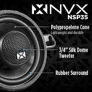 NVX NSP35 140W Peak (70W) RMS 3.5” N-Series 2-Way Coaxial Speakers with 3/4” Silk Dome Tweeters (Pair)