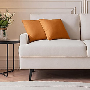 Seegool Modern 2-Seat Loveseat Couch, 64" W Living Room Sofa Linen Fabric and Metal Legs, Love Seat Furniture for Small Spaces, Bedroom, Apartment, Beige