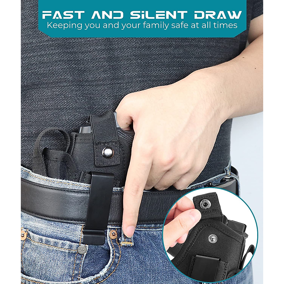 LandFoxtac Gun Holster with Laser/Light, IWB/OWB Concealed Carry Pistols Holster with Mag Pouch Fits Most 9mm 380 45ACP, Gun Holsters for Men and Women Left/Right Hand, for Glock, S&W, Sig, and More