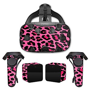 MightySkins Skin Compatible with HTC Vive Full Coverage - Pink Leopard | Protective, Durable, and Unique Vinyl Decal wrap Cover | Easy to Apply, Remove, and Change Styles | Made in The USA