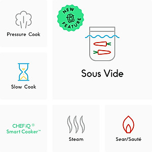 CHEF iQ Pressure Cooker with WiFi and Built-in Scale - Easy-to-Use 10-in-1 Multicooker with 1000+ Guided Recipes - Instant Meals for Foodies - 6 Quart - Family Size