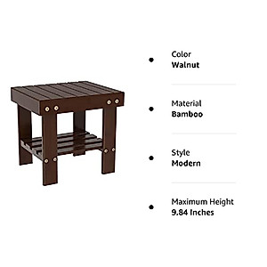 Wooden Step Stool for Kids Adults Small Wood Shower Foot Rest Stool Shaving Legs Potty Stool for Bathroom Sink Bed Kitchen Walnut