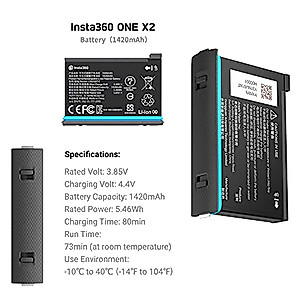 Insta360 ONE X2 Battery & Fast Charge Hub Bundle - Includes Fast Charge Hub + 2 Batteries (1630mAh) for Insta360 ONE X2 360 Camera (3 Items)