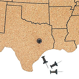 Juvale Cork Board Map of The United States with 10 Pins to Mark Travels, Home and Office Wall Decor (16 x 10 x 0.3 in)