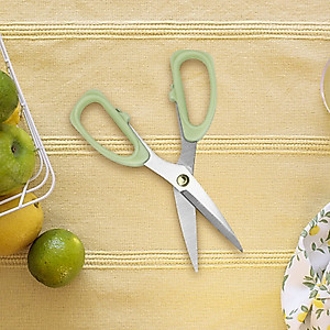 All Purpose 8" Scissors Heavy Duty Ergonomic Comfort Grip Shears Sharp Scissors for Office Home Household (Green)