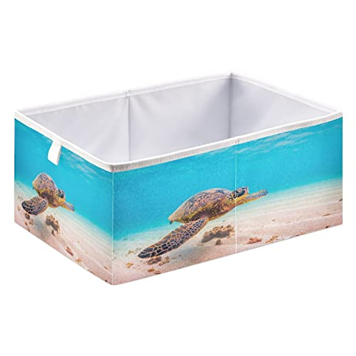 ALAZA Collapsible Storage Cubes Organizer,Hawaiian Green Sea Turtle Under Ocean Storage Containers Closet Shelf Organizer with Handles for Home Office