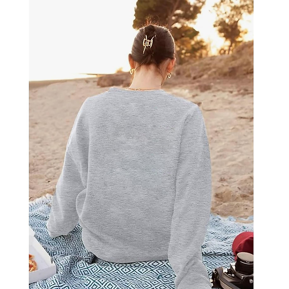 Women Lightweight Sweatshirt Tshirt Mama Letter Print Long Sleeve Casual Crewneck Pullover Tops (Light Grey, M)