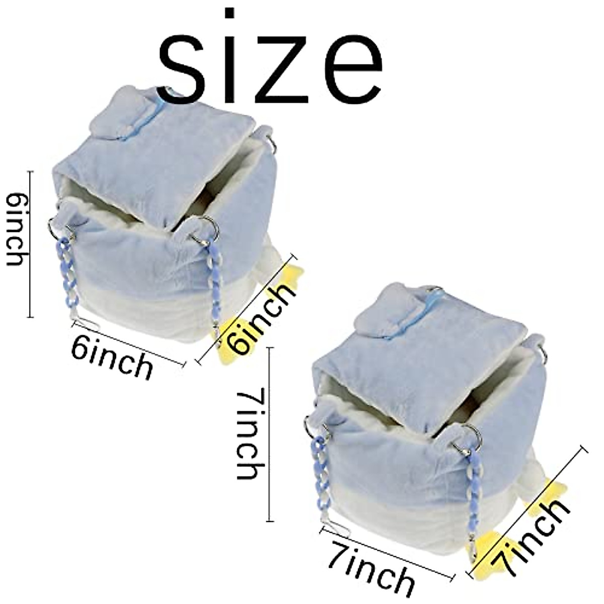 Cute Polar Fleece Hamster Winter Warm Bed, Soft Calming Zipper Hamster Hammock, Multifunctional Small Animals Cage Bed Hanging Hammock for Hamster Sugar Glider Ferrets Warm Bed Nest Accessories