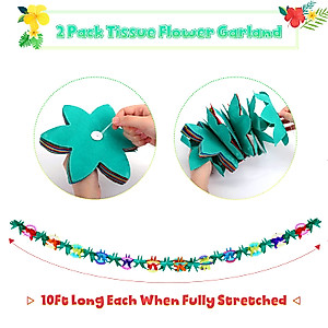 KESOTE Hawaiian Tropical Luau Party Decorations, 20Ft Tropical Garlands & 6 Birds Honeycomb for Summer Tiki Bar Beach Party Decorations Supplies