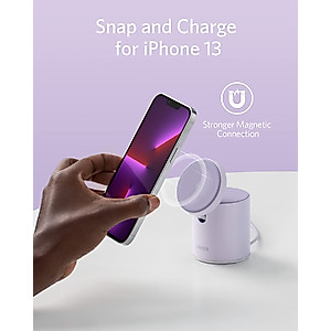 Anker Magnetic 623 MagGo 2-in-1 Wireless Charging Station with 20W USB-C Charger, for iPhone 14/14 Pro/14 Pro Max/13/13 Pro Max, AirPods Pro (Lilac Purple)