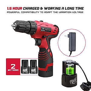 Dedeo Cordless Drill/Tool Kit, 88PCS 16.8V Impact Drill Driver Set with Charger and 2PCS Li-Ion Batteries, Built-in LED Light, 2-Variable Speed, 3/8" Keyless Chuck, 18+1 Metal Clutch, Home Improvement