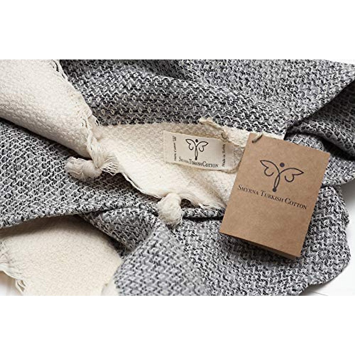 SMYRNA TURKISH COTTON Original Series Hand Towels - Set of 2 |16 x 40 in| 100% Turkish Cotton |Large, Soft Hand and Head Towels for Bathroom, Kitchen |No Shrink| Premium Luxury Set - Gray