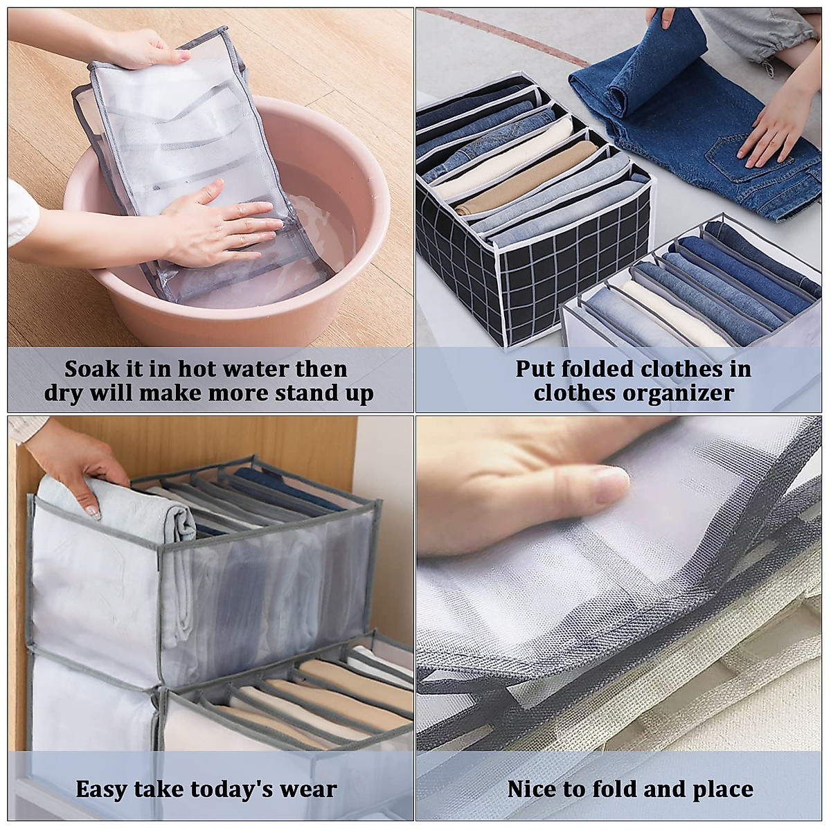 TOOVREN Wardrobe Clothes Organizer 9 Grids, Upgraded Closet Organizers and Storage Baskets, Drawer Organizers Clothing for Folded Clothes, Jeans, Pants, T-Shirt, Leggings, Dress, Sweaters (2PCS)