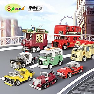 Uvini Building Block Pull Back Car for Kids, Vehicles Bricks, Car Models Building Sets, Best Gift Building Blocks Car Sets for Kids 6+ on Build and Play Game Party Favors, 803 Pieces