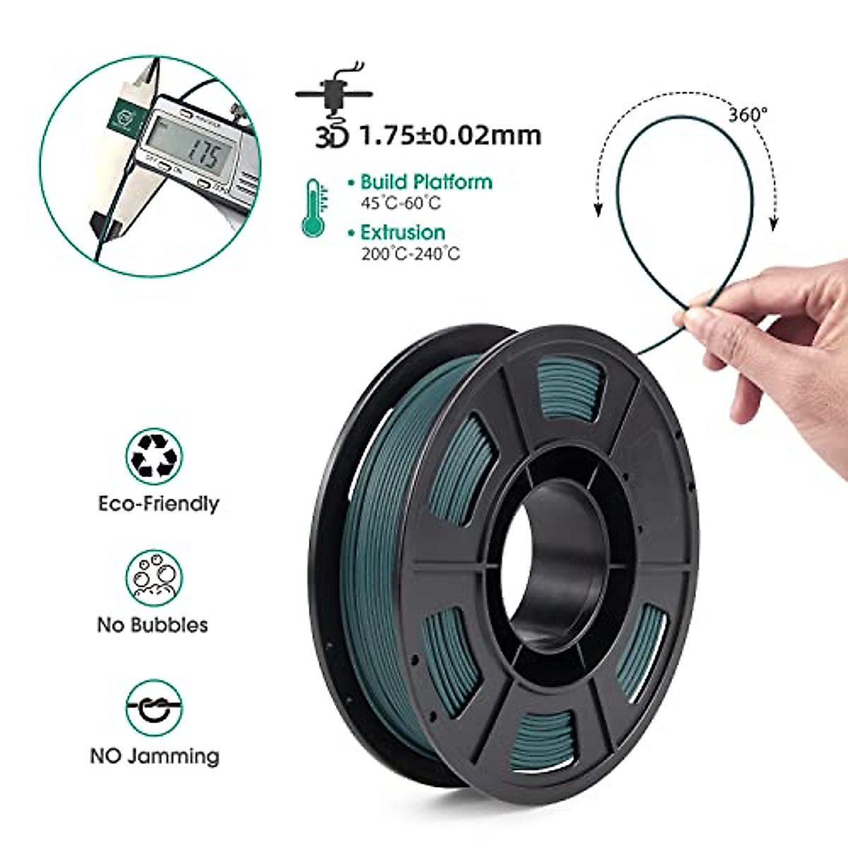 iSANMATE 3D Printer Filament, Colorful Carbon Fiber Filament Bundle, PLA Filament 1.75mm Carbon Fiber Pla(Blue, Army Green, Coffee, Brown), High-Accuracy +/- 0.02 mm, 250g x 4 Spool