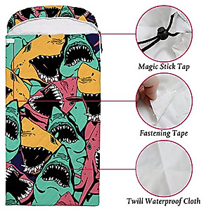 Camping Sleeping Bags for Adults Doddle Angry Shark Sealife 3 Season Cold Weather Sleeping Bag Waterproof Sleeping Nap Mat for Girls Boys Hiking Travel Outdoor
