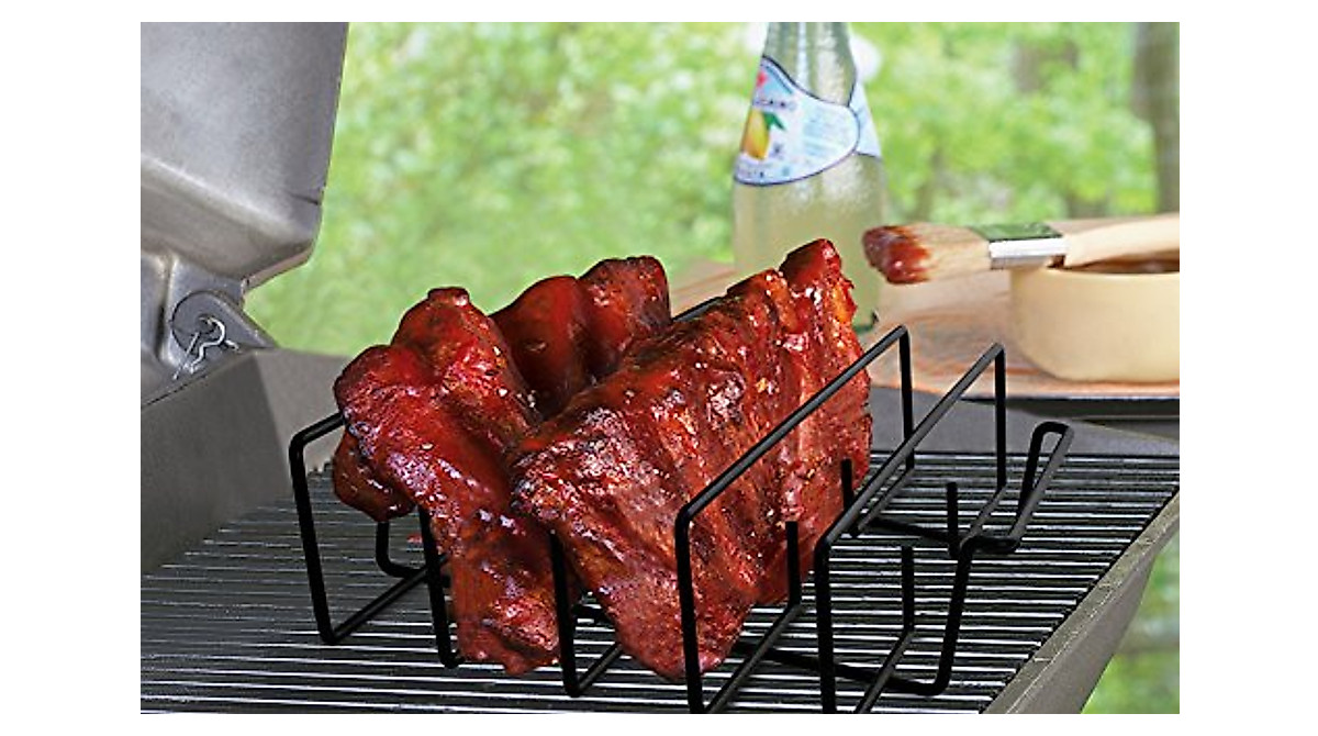 Artestia Rib Rack for Smoking & Grilling - Holds 4 Ribs, Fits 14" Grills