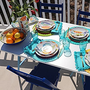 Euro Ceramica FreshCatch Collection 13-Inch Large Serving Bowl - Indoor/Outdoor Use - Colorful Cute Fish Pattern on White (FRC-86-3913)