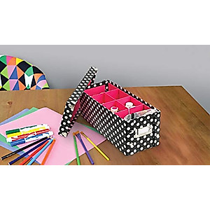 Snap-N-Store Divided Craft Storage Box, Medium, Black & White Polka Dot, 2-Pack (SNS01822)