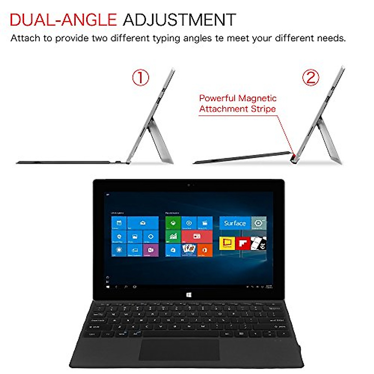 Fintie Type Cover for Microsoft Surface Pro 7 Plus/Pro 7 / Pro 6 / Pro 5 / Pro 4 / Pro 3, Ultrathin Portable Wireless Bluetooth Keyboard with Built-in Rechargeable Battery (Black)