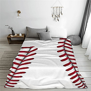 Pindola Cute Baseball Texture Throw Blanket Warm Lightweight Soft Cozy Warm Home Decoration 60"x50" for Teen