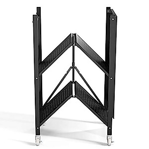 GLANDU 3-Shelf Collapsible/Foldable Heavy Duty Shelving Unit, Steel Organizer Wire Rack with Wheels, Rolling Cart, Home Kitchen Laundry Closet Storage(3-Tier)