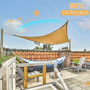 Amylove 12' x 12' x 12' Triangle Sun Shade Sail with 60 Pcs Stainless Shade Sail Hardware Kit Shade Canopy Water Permeable UV Block Cover for Outdoor Backyard
